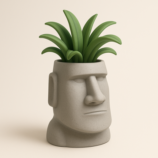 🗿 Moai Head Plant Pot・ STL File for 3D printing・Cults