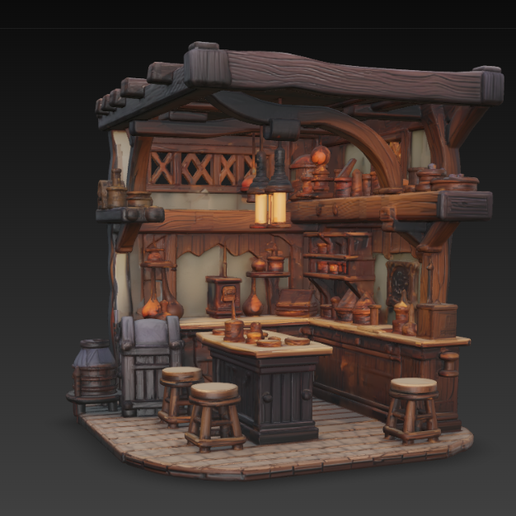 🔪 Kitchen Bar DnD RPG Diorama Fantasya・ STL File for 3D printing・Cults