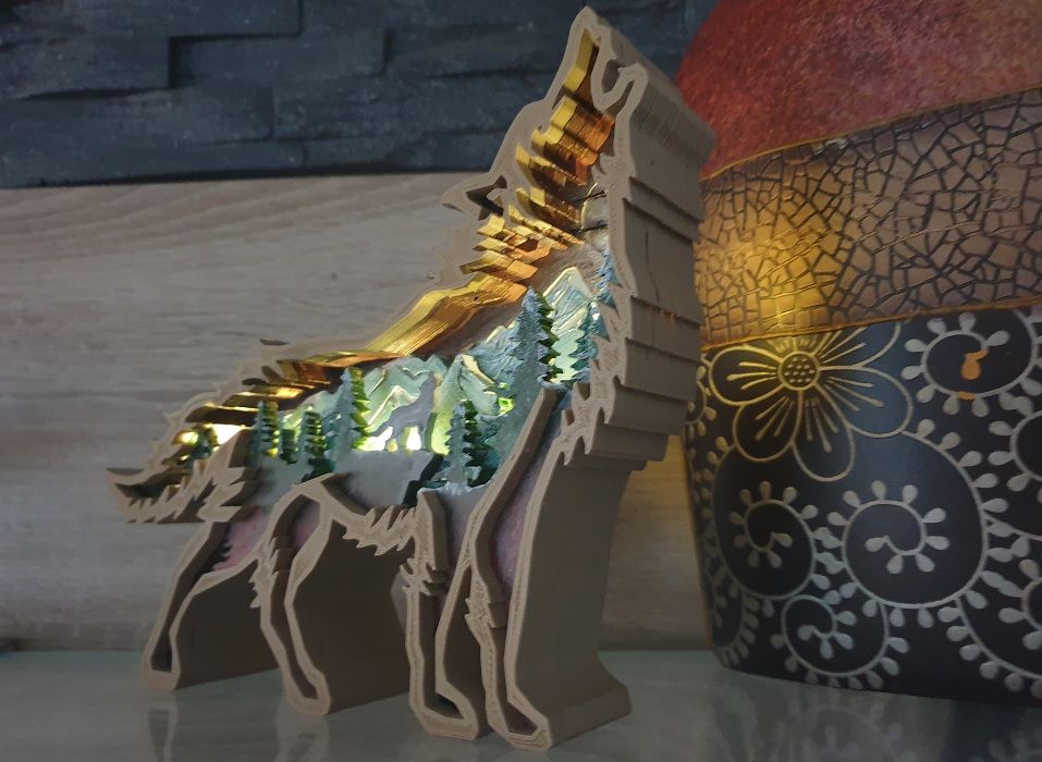 Télécharger le fichier STL Décoration de loup en couches • Objet pour impression 3D ・ Cults