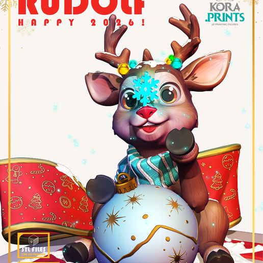 🎄 Christmas Rudolf (Happy 2026)・ 3D File for 3D printing・Cults