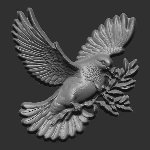 🕊️ white dove with olive branch cnc・ STL File for 3D printing and CNC ...