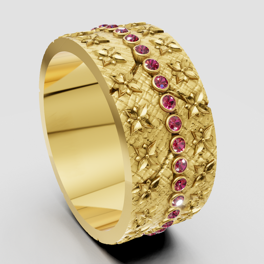 💍 floral engraved ring 3D printable model・ STL File for 3D printing・Cults