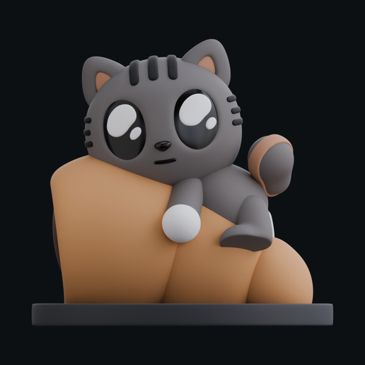 Archivo STL PPULBATU DA-GO-NYANG WITH A CROISSANT TXT + KEYCHAIN 🥐 ...