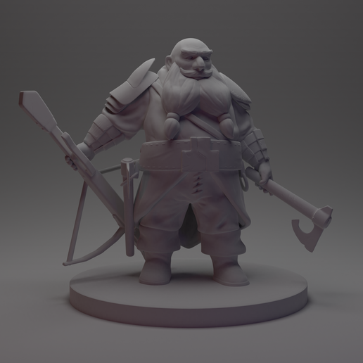 🎲 Dwarf Ranger miniature for tabletop・Free STL File for ・Cults