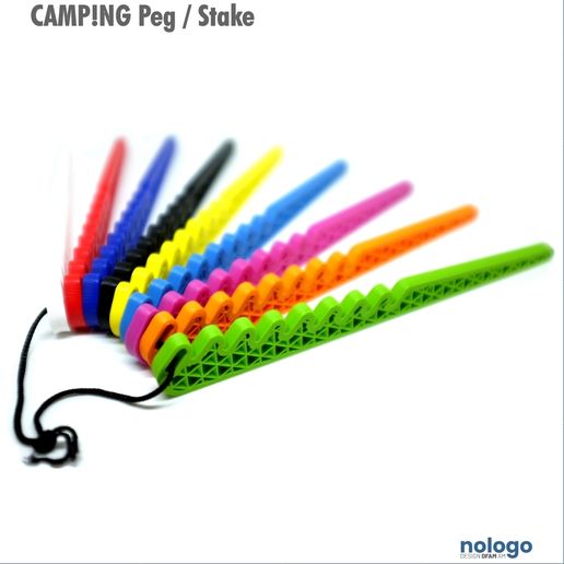 🌳 CAMP!NG Peg / Stake・Free STL File for 3D printing・Cults