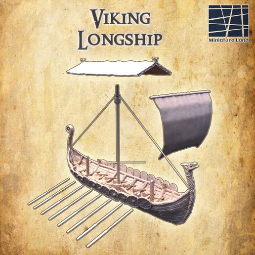 🎲 Viking Longship 28 mm Tabletop Terrain・ STL File for ・Cults