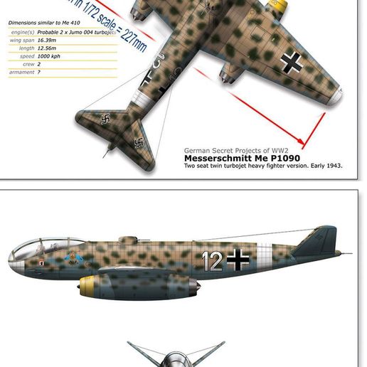 🛩️ Messerschmitt p1090・ STL File for ・Cults