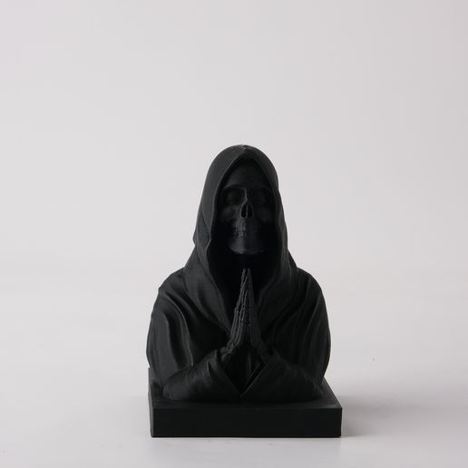 🗿 Black Grim Reaper Sculpture – Modern Praying Skeleton Figurine for ...
