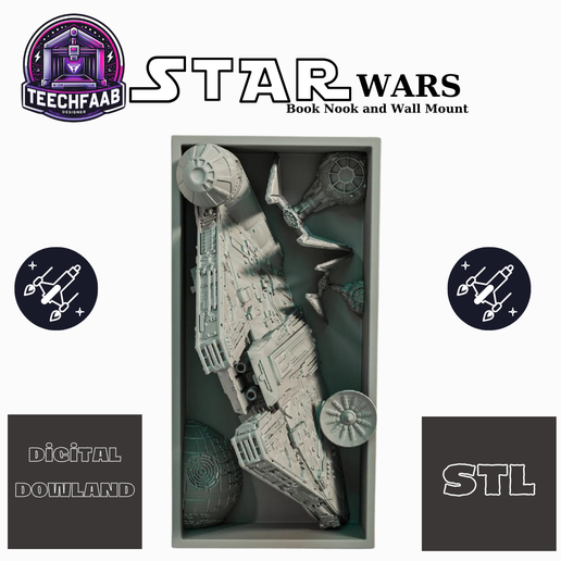 Archivo STL Star Wars Book Nook and Wall Mount ⭐ ・Diseño de impresión ...