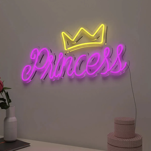 👸 Princess Crown Neon Sign・ STL File for 3D printing・Cults