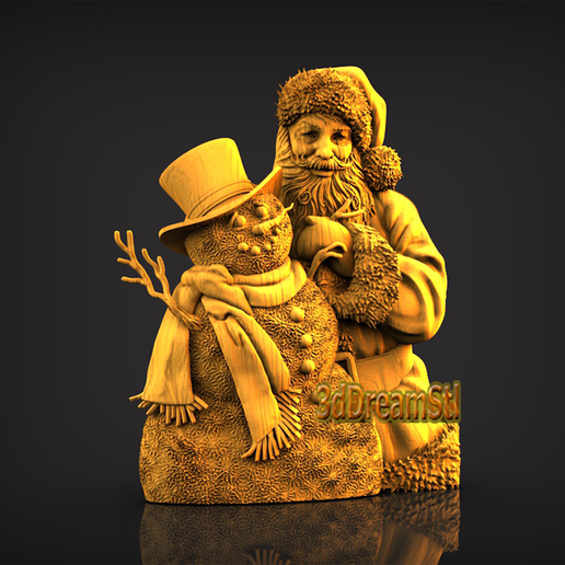 🎅 Santa Claus and the Snowman STL model, CNC router engraver, artcam ...
