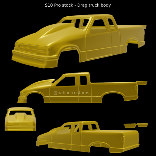 🚚 S10 Pro stock - Drag truck body・ STL File for 3D printing・Cults