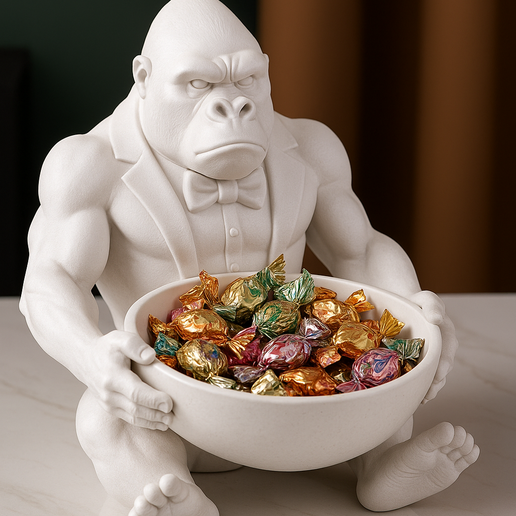 🦍 Gorilla Candy Holder – Strong Gorilla Statue Holding a Large Bowl ...