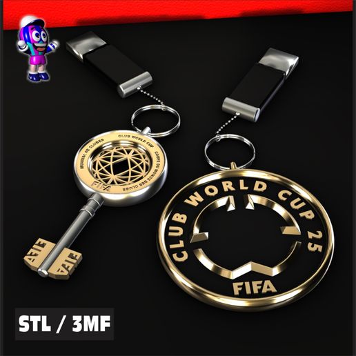 🗺️ Club World Cup Key and Emblem Key Chain・ STL File for 3D printing・Cults