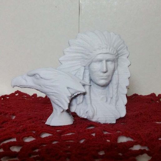 🦅 Indian Chief with Eagle・Free STL File for ・Cults