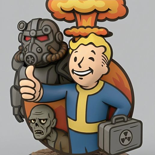 👦 Fallout Vault Boy・Arquivo STL para Impressão 3D・Cults