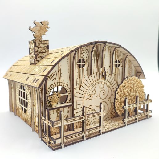 🪵 Wooden Hobbit house - 3D Puzzle - Lasercut 3mm・ 3D File for CNC ...
