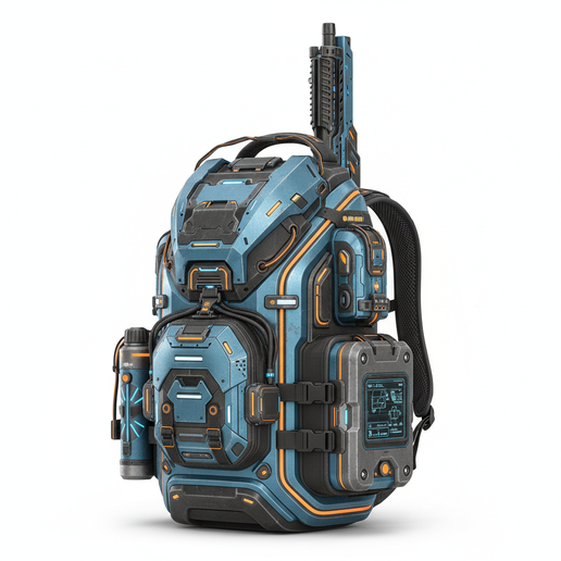 🏹 Futuristic Hunter Backpack & Modular Gear Set - Sci-Fi Cosplay Prop ...