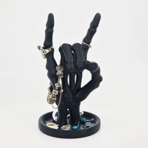 🦴 Bone Sign – Rock-On Skeleton Hand Jewelry Holder・ STL File for 3D ...