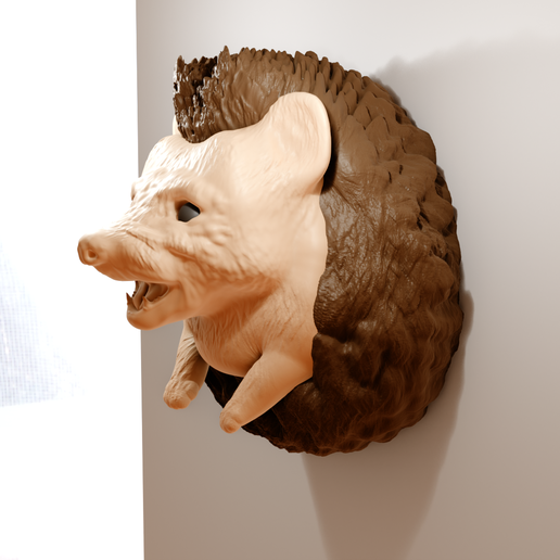 STL file hedgehog head wall mount smiling stl 🦔 ・3D printing design to ...