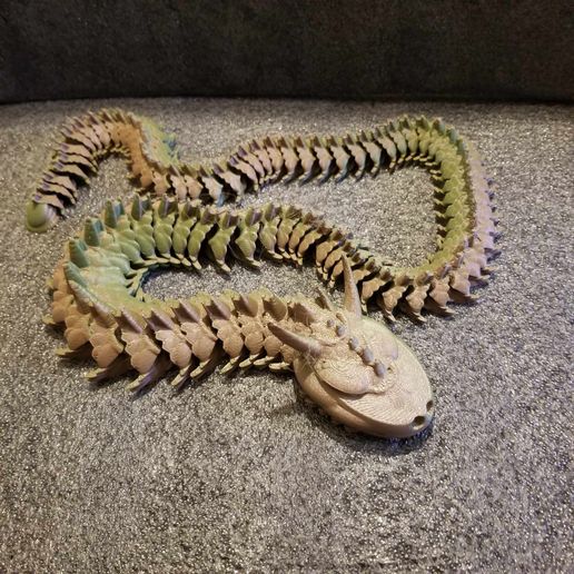 🐉 Shakaworld3D 34 inch long Horned Flat Head Spine Dragon Viper Serpent ...