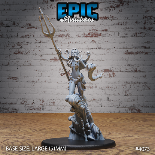 3D file Water Elemental Female Trident ‧ DnD Miniature ‧ Tabletop ...