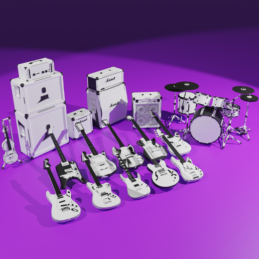 Free 3D file Mini guitars, amps and drums!・3D printing template to ...