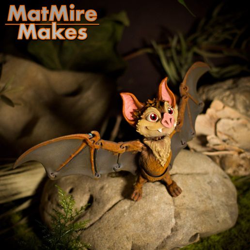 🦇 Bat articulated figure, print-in-place body, snap-fit head, cute ...