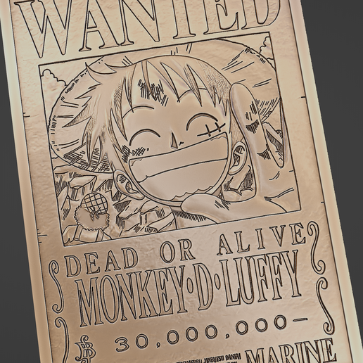 💬 luffy wanted poster - one piece・Free STL File for 3D printing・Cults