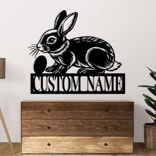 3D file Rabbit Name Metal Sign 🐇 ・3D printer design to download・Cults