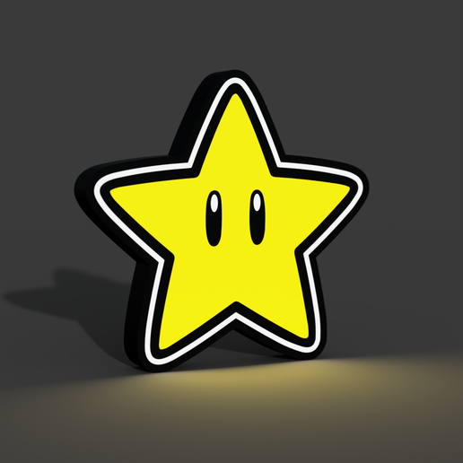 ⭐ Super Mario Super Star Lightbox LED Lamp・ STL File for ・Cults
