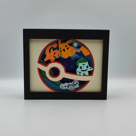 📦 Pokémon Starter Tribute Shadow Box・Free STL File for 3D printing・Cults