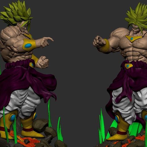 🐉 Broly SSJ Pose 2 escala 1.6 Dragon Ball Z・Archivo STL para Impresión ...