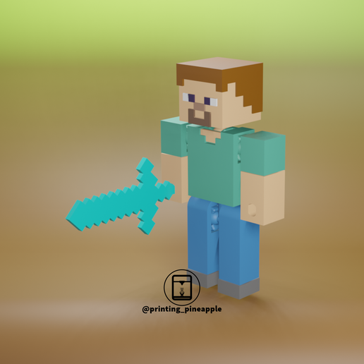 🗡️ Steve Minecraft・ STL File for 3D printing・Cults