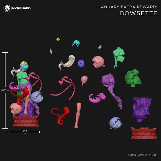 🗿 Bowsette (Super Mario Bros) w/ nsfw variation STL Ready-to-Print ...