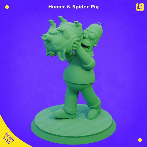 3D file Homer Simpson and Spider-Pig FanArt by Luga3D 🕷️ ・3D print ...