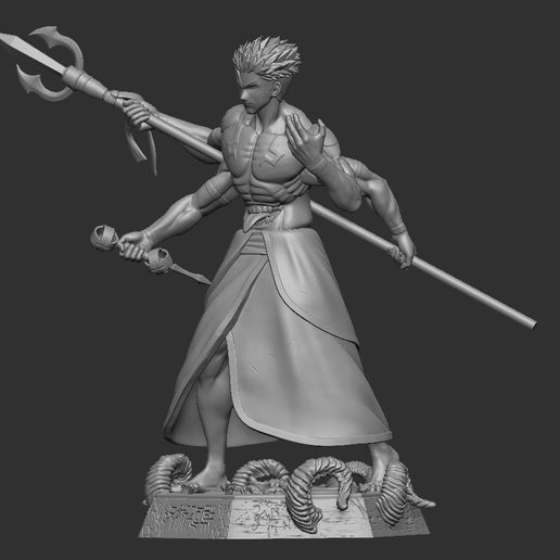 👾 Multi-Armed Demon Warrior Statue – Anime-Style Dark Fantasy 3D ...