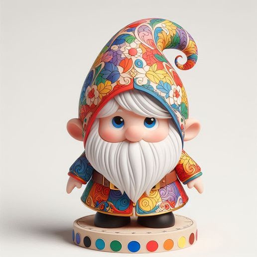 🧚 1052 Fairy Tale Gnome - Color Full-Body Figurine on Base, magic ...