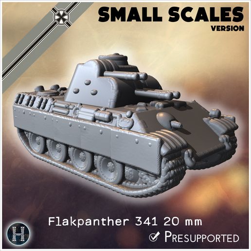 🤏 Panzer V Flakpanther 341 mit 20 mm (version petite échelle ...