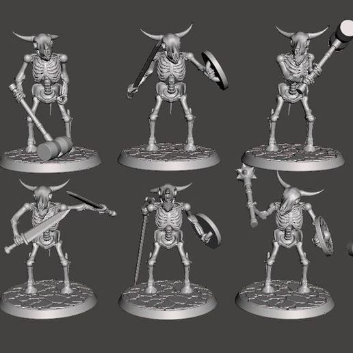 💀 Skeleton Beastman Warriors - Melee Bull Brawlers・Free STL File for ・Cults