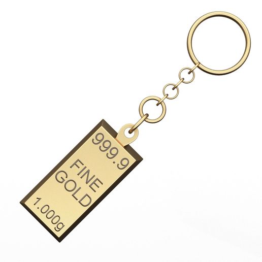 🧸 Porte-clés en barre d'or de 1000 g. Impression sur place avec 3MF ...