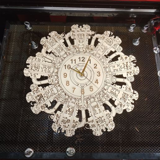 DXF file Radial Engine Clock 🕰️ (SVG)・3D printer model to download・Cults