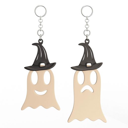 👻 Ghost Charm with Hat Keychain-Cute Flexi Print-in-place Fidget with ...