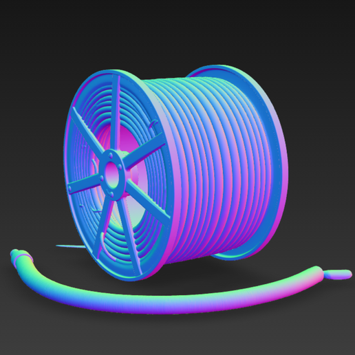 🆓 FREE - INDUSTRIAL CABLE COIL 3 - Wire Spool Prop - STL + OBJ (4K PBR ...
