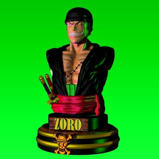 👤 RORONOA ZORO BUST ONE PIECE HUNTER ANIME・ STL File for ・Cults