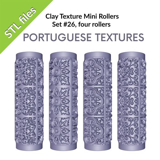 Archivo 3D STL Texture Mini Rollers for polymer clay, set of four ...