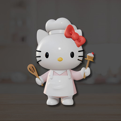 Archivo STL Hello Kitty Cocinera – Chef Adorable 👋 ・Objeto imprimible ...