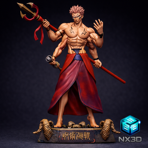 👾 Multi-Armed Demon Warrior Statue – Anime-Style Dark Fantasy 3D ...