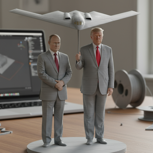 ☂️ Trump and Putin in Alaska with B2-Spirit・ STL File for 3D printing・Cults