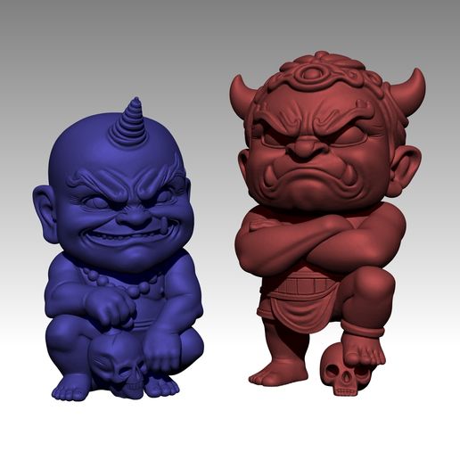🎨 Kawaii Oni Twins – Chibi Red & Blue Oni 3D Model for Printing・ 3D ...